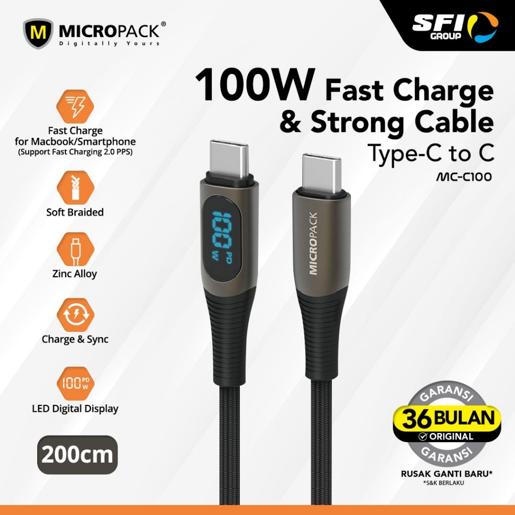 Jual Micropack Cable C to C - Fast Charging & Strong Cable - 100watt ...