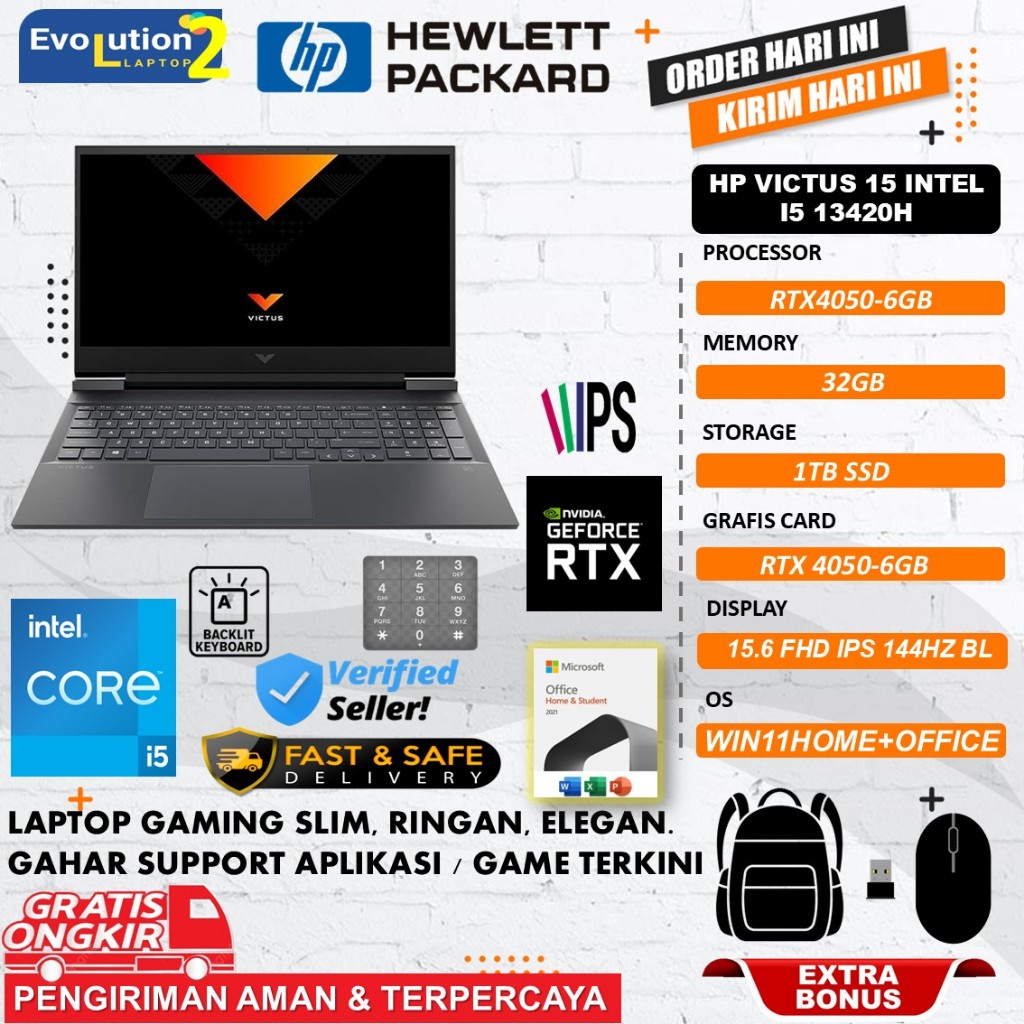 Jual Laptop Gaming HP Victus 15 Intel Core I5 13420H Ram 32GB 1TB SSD ...