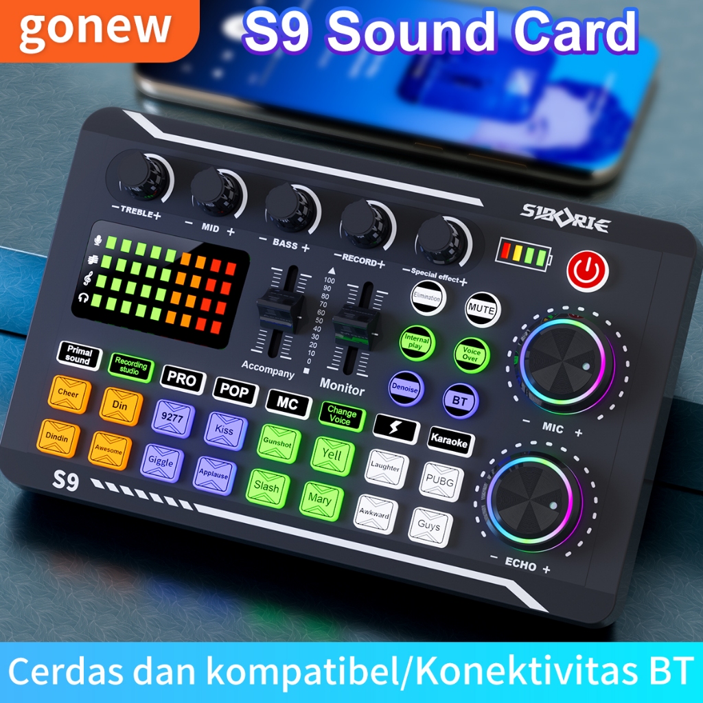 Jual Gonew Soundcard S9 Audio USB External Mixer mic for phone PC sound ...