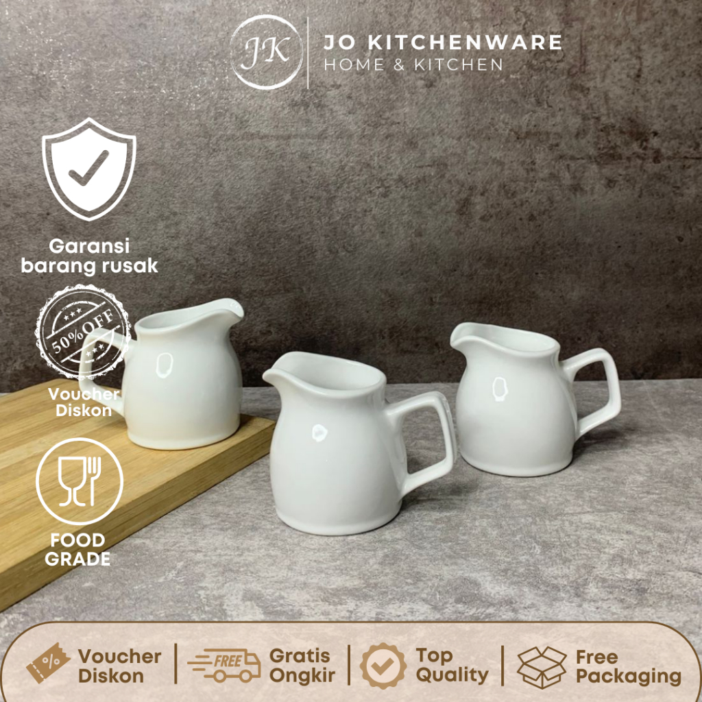 Jual SET 3 PCS Creamer Pot Milk Jug Keramik Premium Putih Polos ...