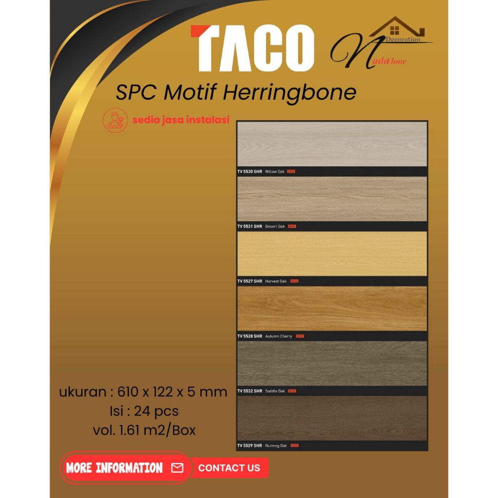 Jual lantai SPC Taco motif kayu herringbone tebal 5 mm anti rayap harga ...