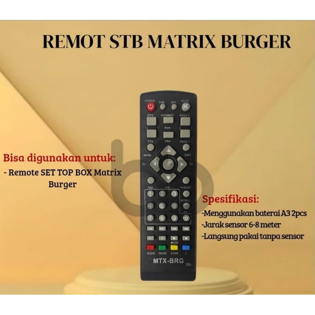 Jual REMOT REMOTE STB MATRIX BURGER, MATRIX HIJAU, MATRIX KUNING ...