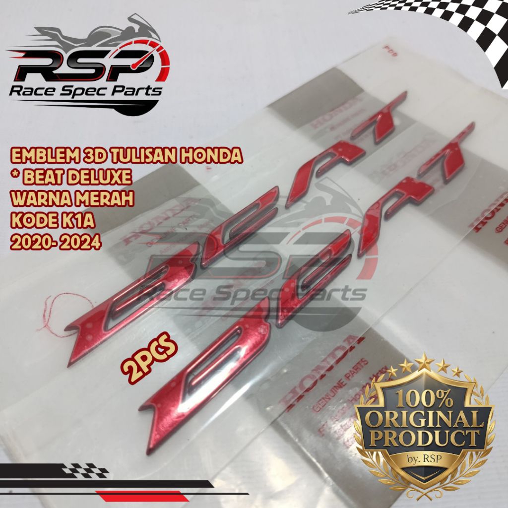 Jual Emblem 3D tulisan honda Beat Deluxe warna merah tahun 2020 -2024 ...