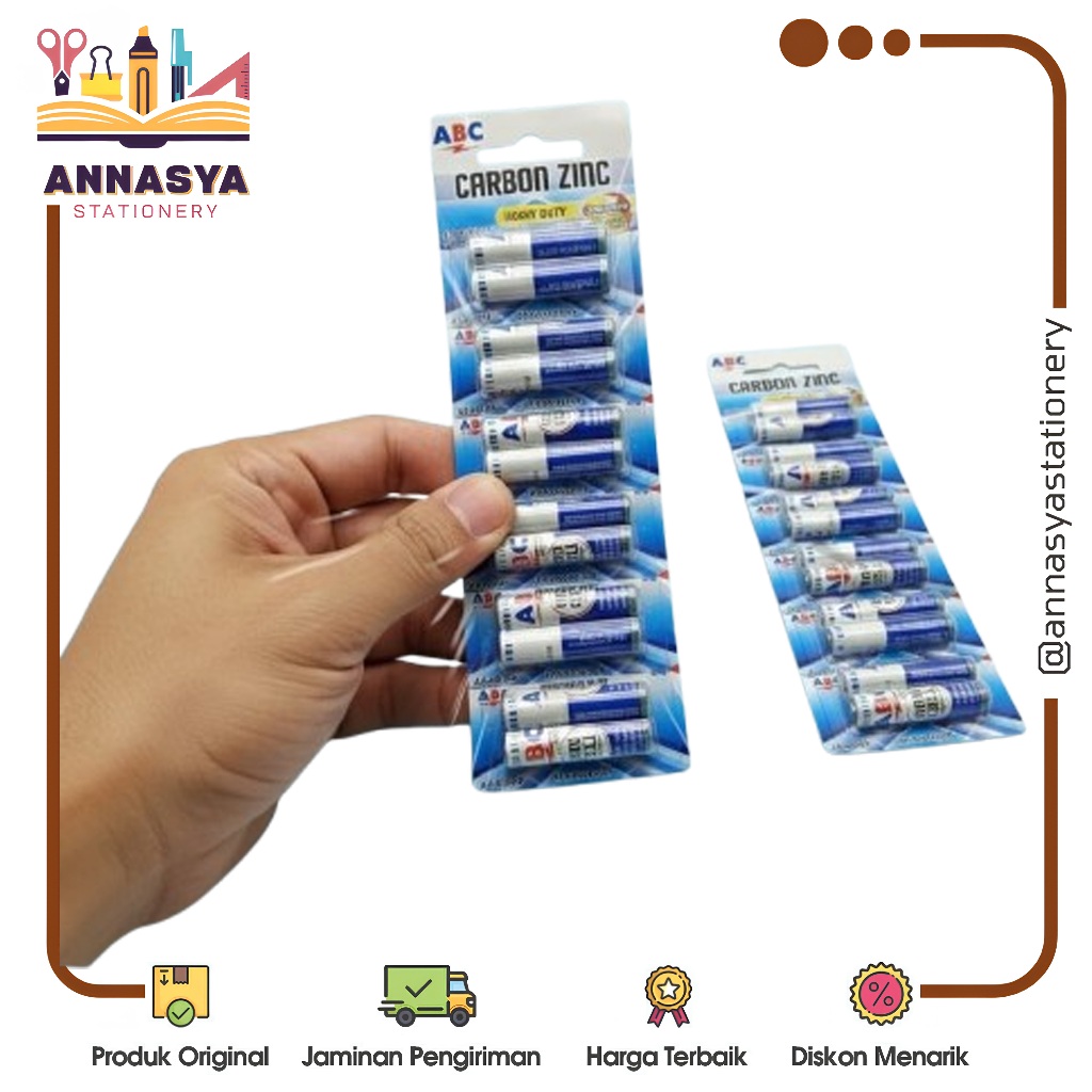 Jual Baterai AAA ABC A3 Biru - Carbon Zinc, 1.5V, Tahan Lama | Shopee ...