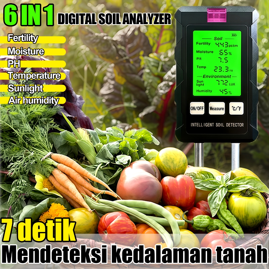 Jual 6IN1 Digital PH Meter Soil Analyzer Alat Pengukur Kesuburan Tanah ...