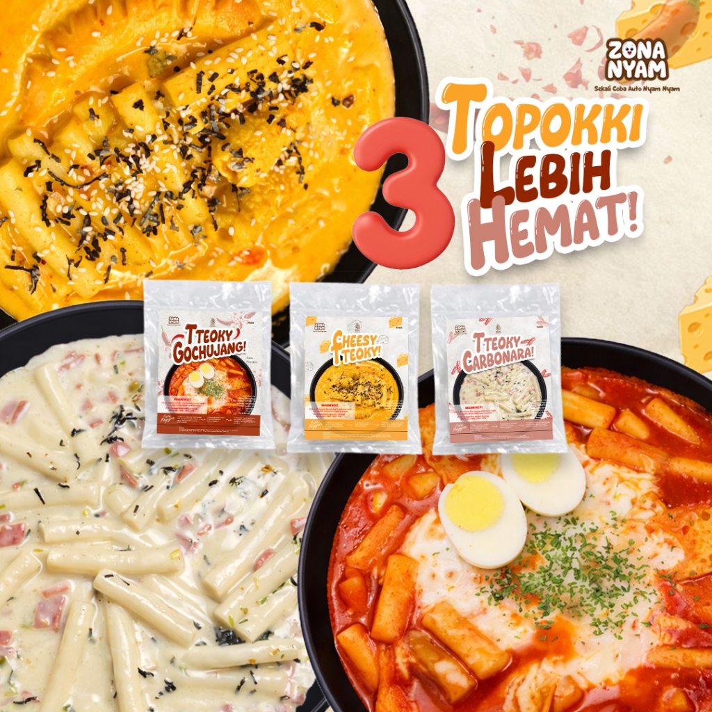 Jual ZONA NYAM Paket Bundling 3pcs Toppoki Keju Cheesy Creamy - Topokki ...