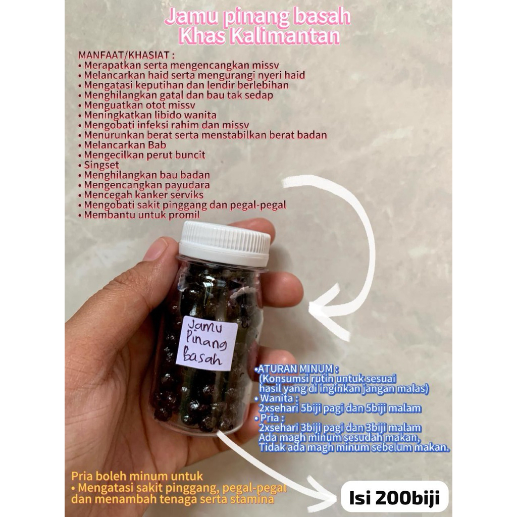 Jual READY ! JAMU PINANG BASAH LENGKET KALIMANTAN ISI 200BIJI | Shopee ...