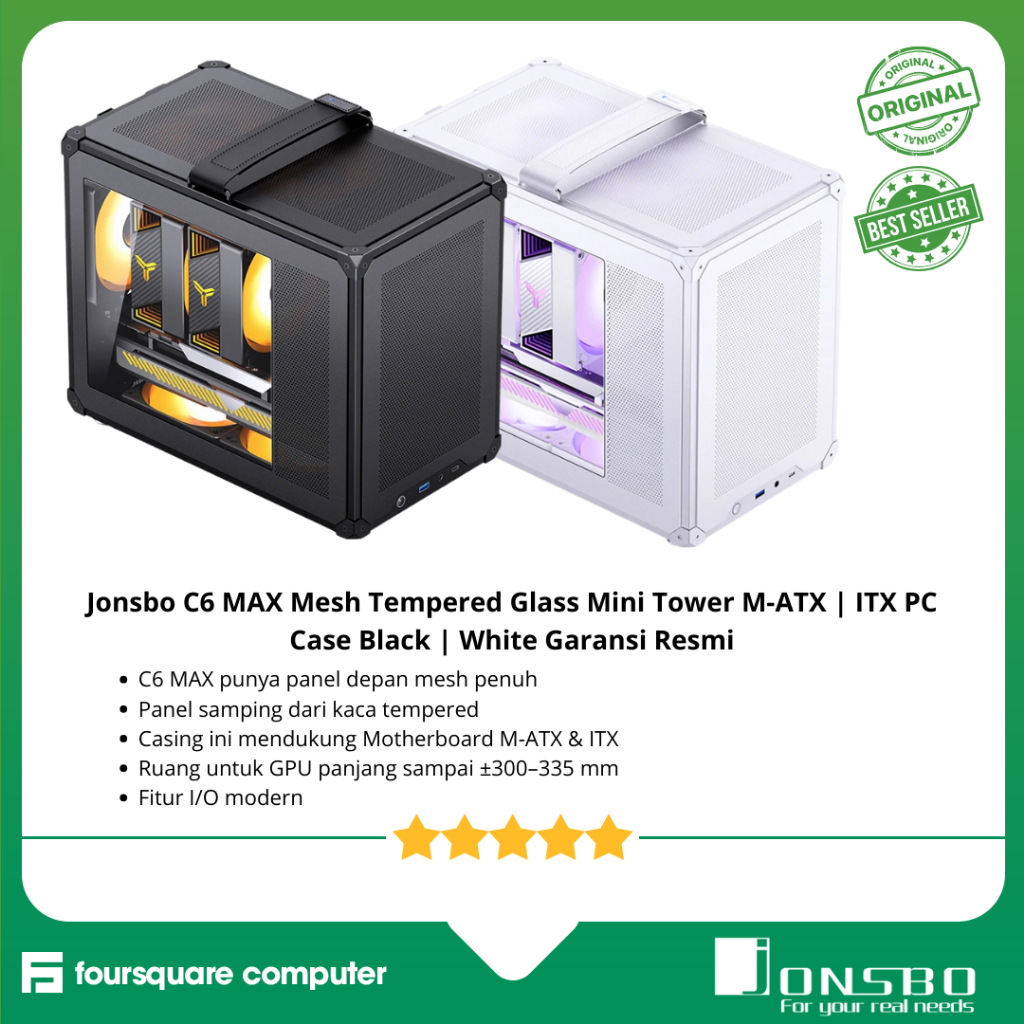Jual Jonsbo C6 MAX Mesh Tempered Glass Mini Tower M-ATX | ITX PC Case ...