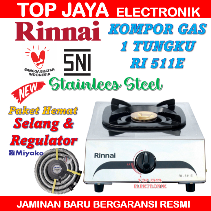 Jual KOMPOR GAS RINNAI 1 TUNGKU STAINLESS RI-511E/RINNAI KOMPOR GAS 1 ...