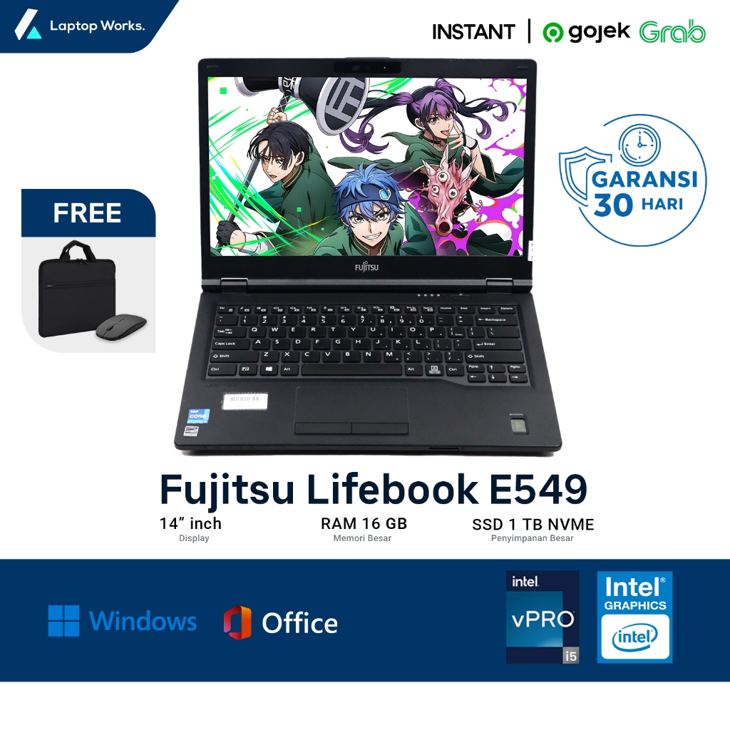 Jual Laptop Fujitsu E549 Core I5 Gen 8 Ram 16Gb Ssd 1TB | Free Tas ...