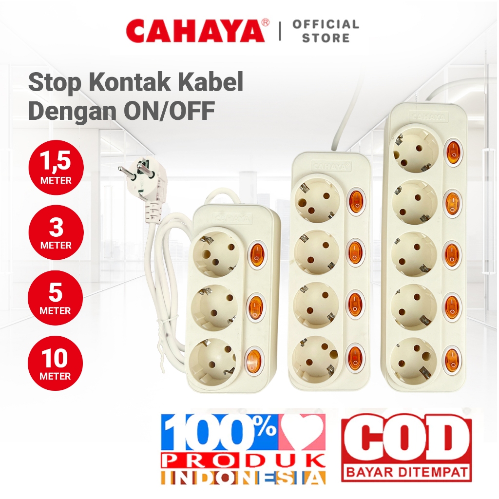 Jual CAHAYA - Stop Kontak Kabel Saklar On Off 3/4/5 Lubang & 1.5/3/5 ...