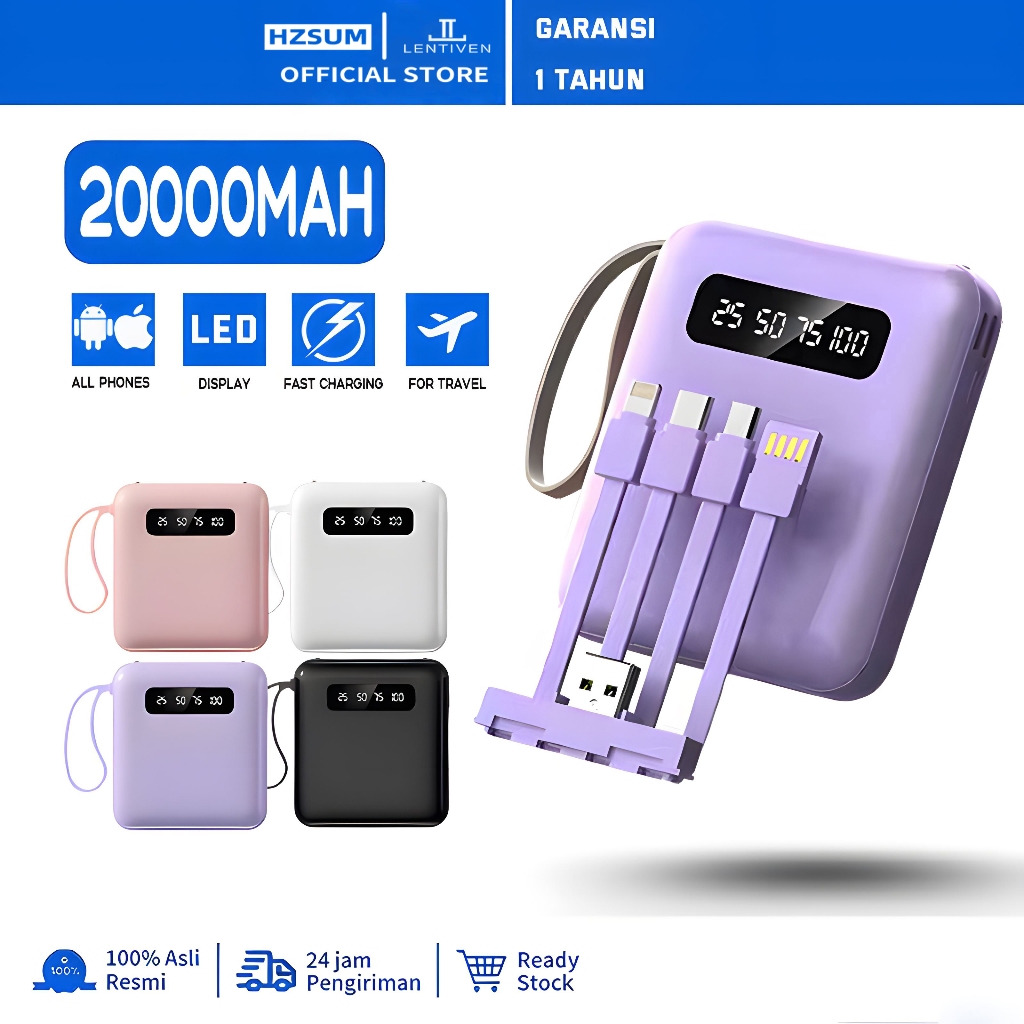 Jual HZSUM LENTIVEN Power Bank 20000mAh Mini Size 4 usb Lightweight ...