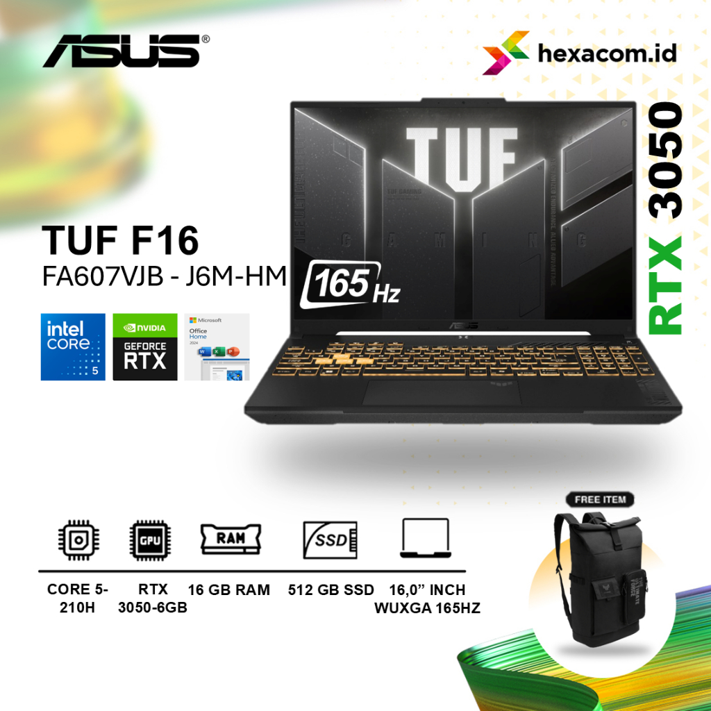 Jual Asus TUF F16 FX607VJB Core 5 210H / RTX 3050 16GB 512GB SSD 16 ...