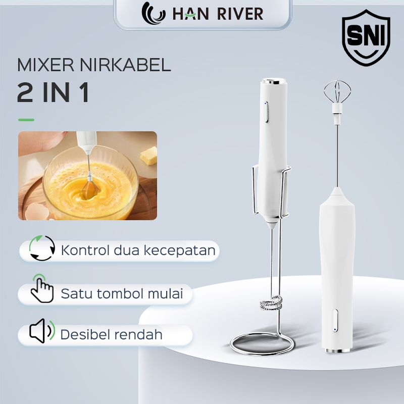 Jual HAN RIVER Mixer Hand Mini Susu Milk Frother 304 Double Stick Steel ...