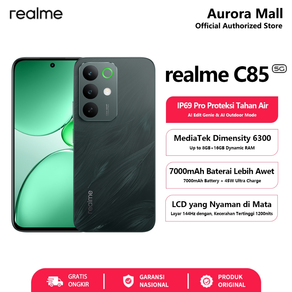 Jual realme C85 5G 8/256GB 8GB+16GB 7000mAh Battery, IP69 Pro Water ...