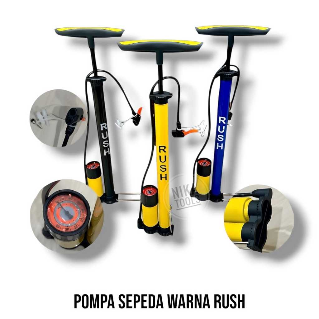 Jual Pompa Ban Motor Sepeda Tabung Meteran Warna Tabung Besi RUSH ...