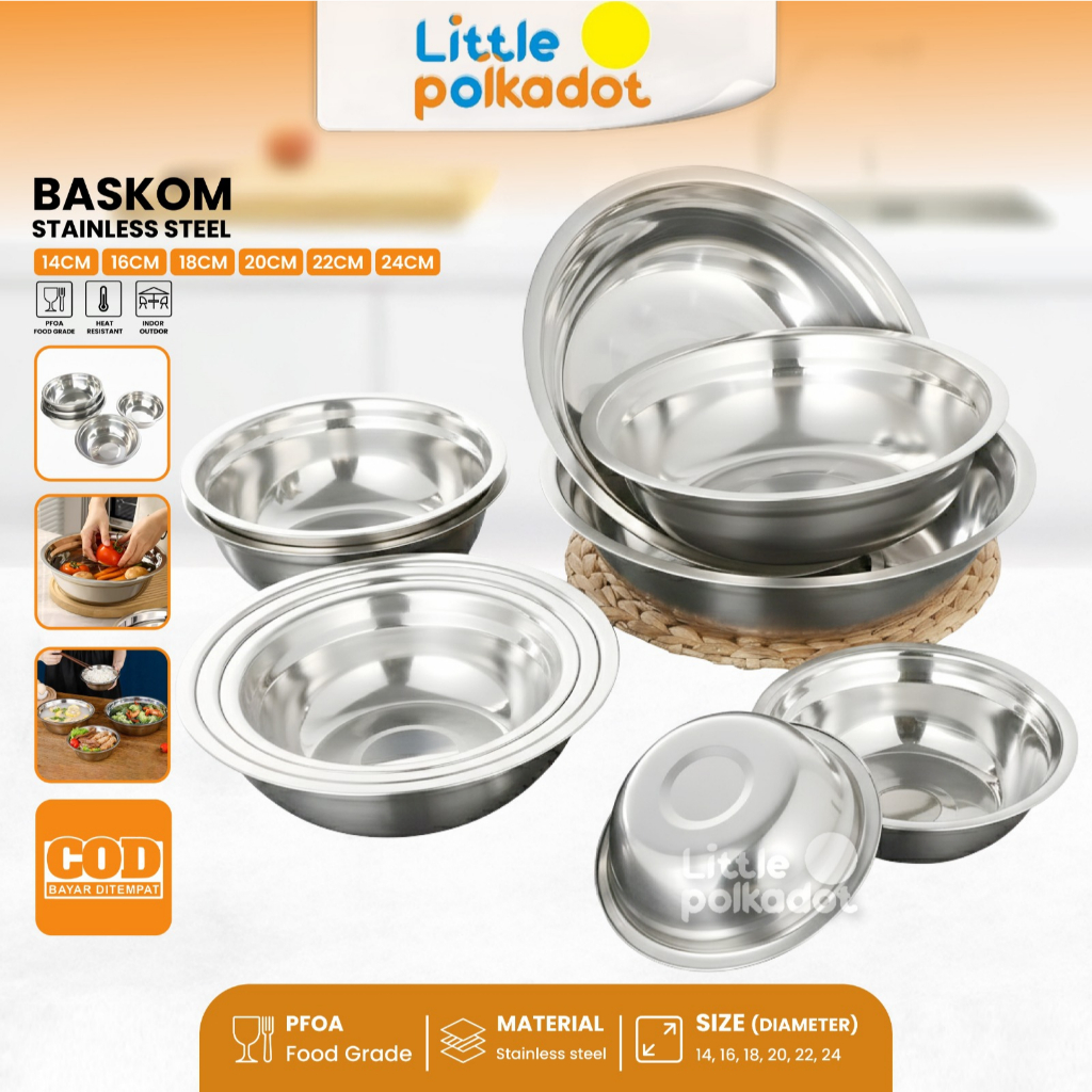 Jual Littlepolkadot Baskom Lipat Baskom Stainless 304 Baskom Makan ...