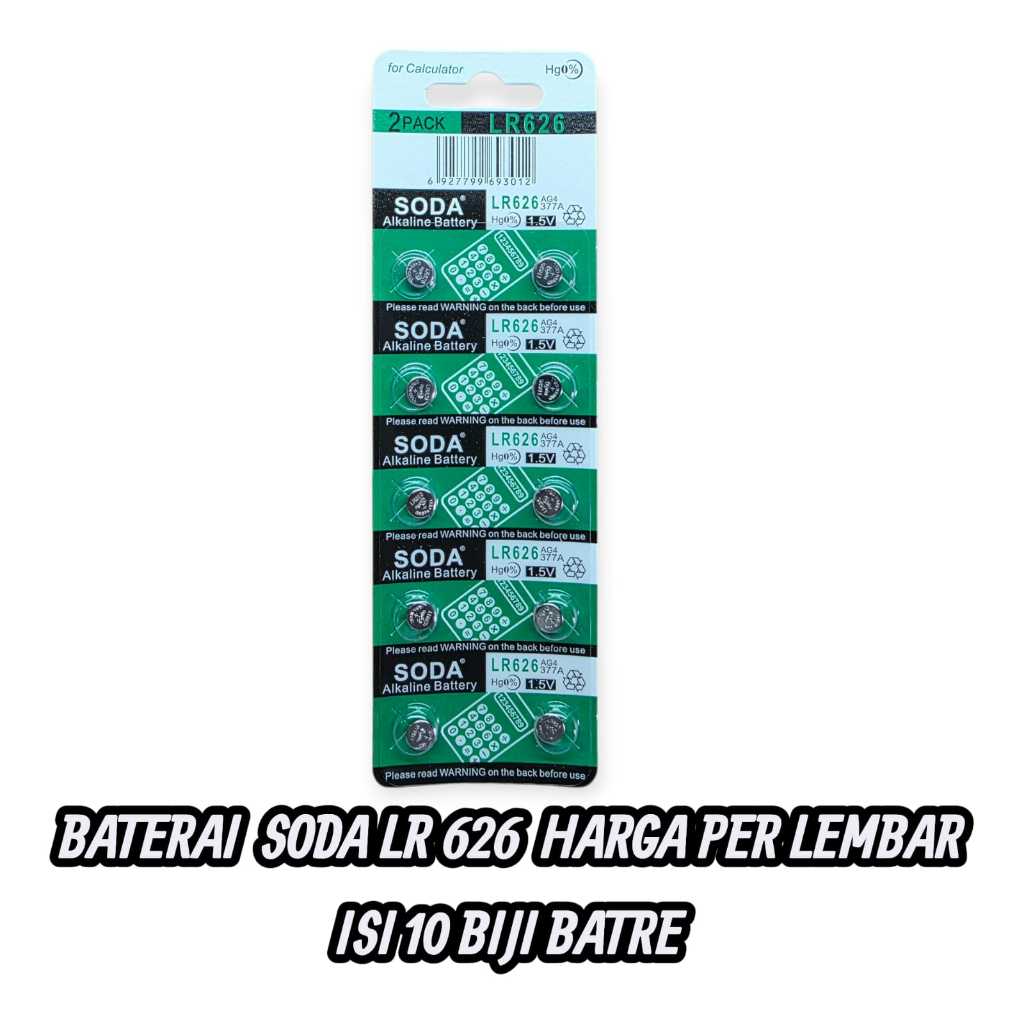 Jual ( HARGA PER LEMBAR ) batre jam tangan baterai SODA LR 626 377 AG4 ...