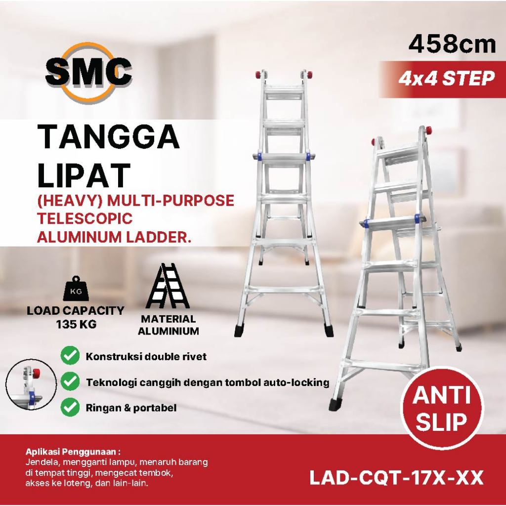 Jual TANGGA LIPAT/Ladder LAD-CQT-17X-XX Tangga Lipat Material Aluminium ...