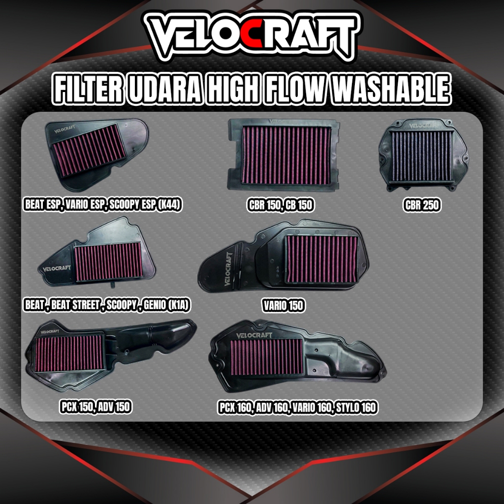 Jual VELOCRAFT Filter Udara Motor Honda Beat Soopy Genio Beat ESP Vario ...