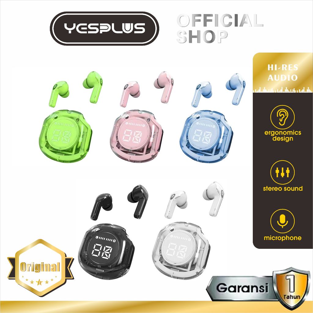 Jual Headset Bluetooth YESPLUS Kristal AIR39 Low Latency Gaming Headset ...