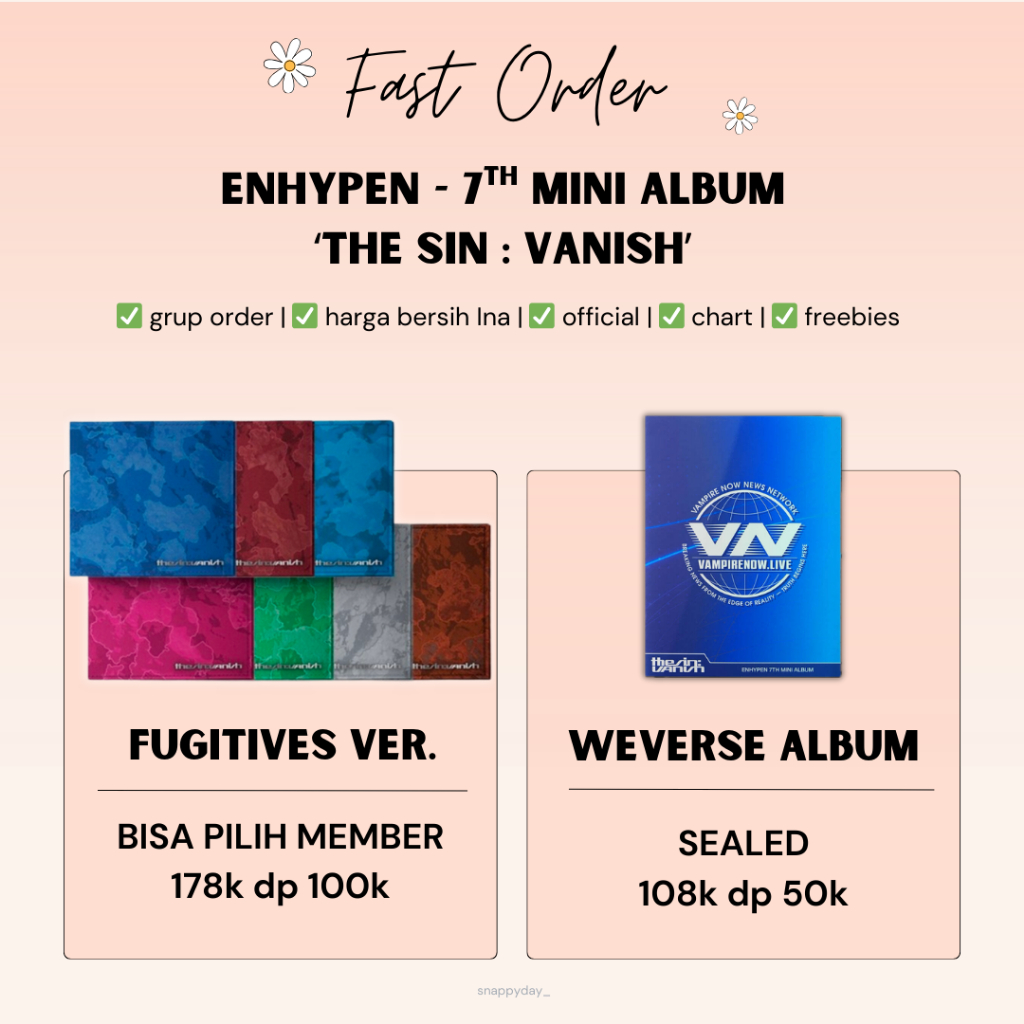 Jual [ BACA DESKRIPSI ] ENHYPEN - THE SIN : VANISH FUGITIVES PILIH ...