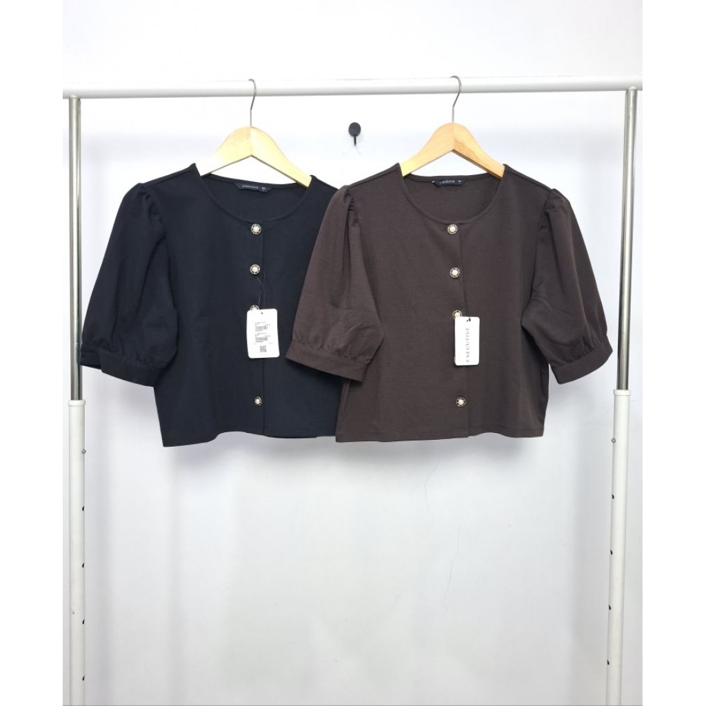 Jual EXECUTIVE BAJU ATASAN WANITA LENGAN PENDEK TEXTURE KNIT | Shopee ...
