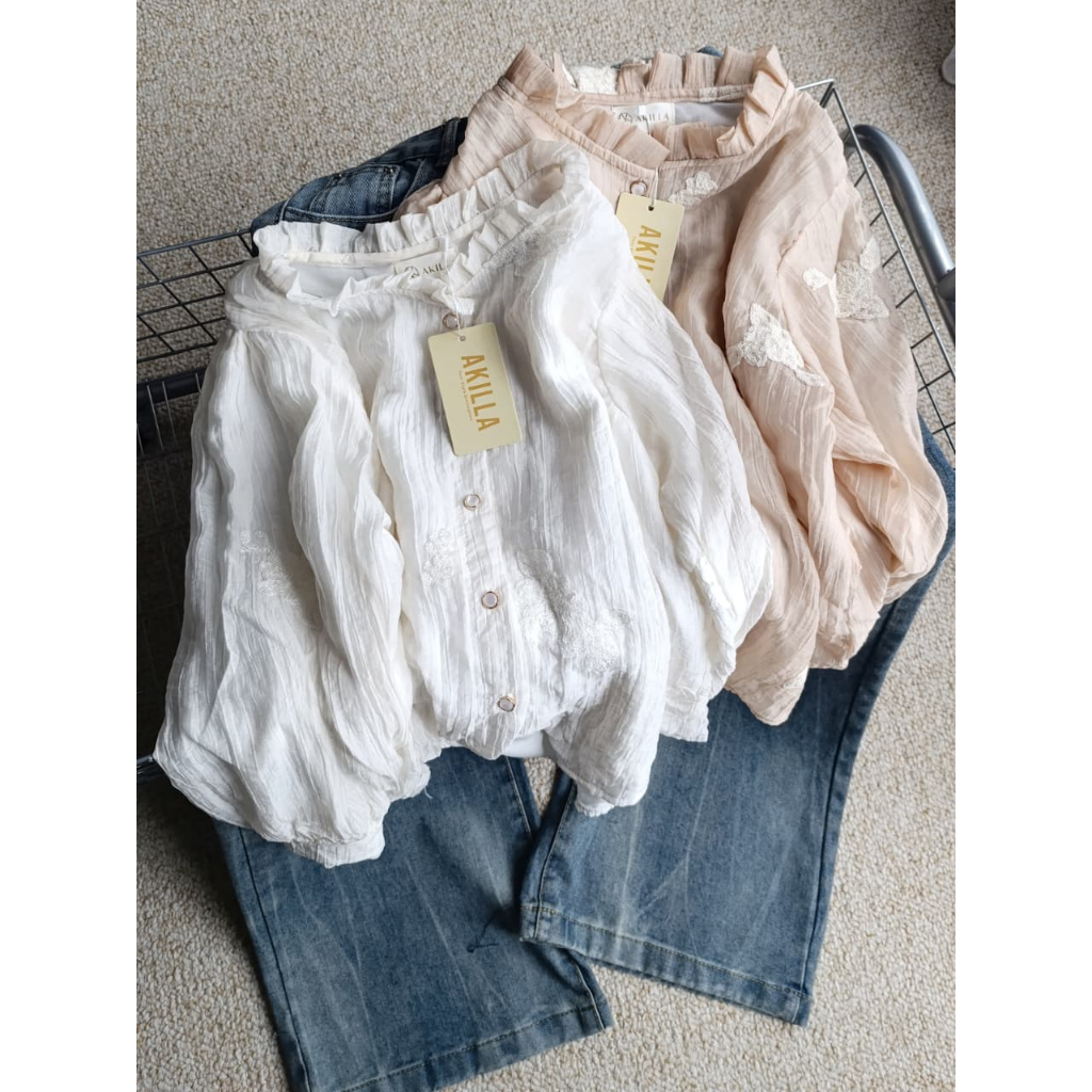 Jual Salvia Blouse Wanita Bordir |AKKILA DAILY Blouse Ruffle Fairy ...