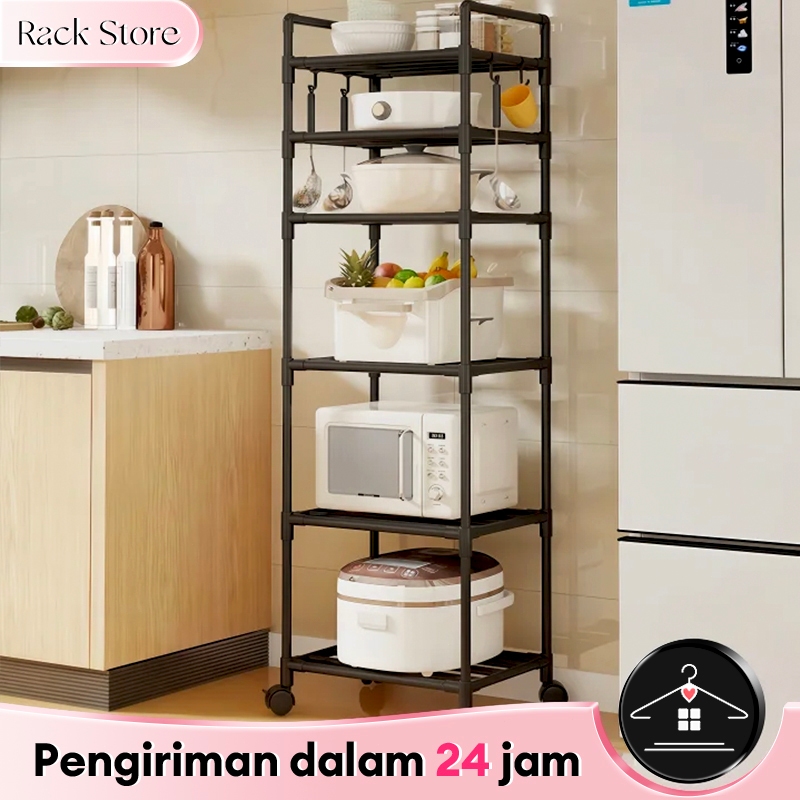 Jual Rak Besi Dapur Kamar Mandi 6 Susun Kokoh Hitam/Putih - Rak ...