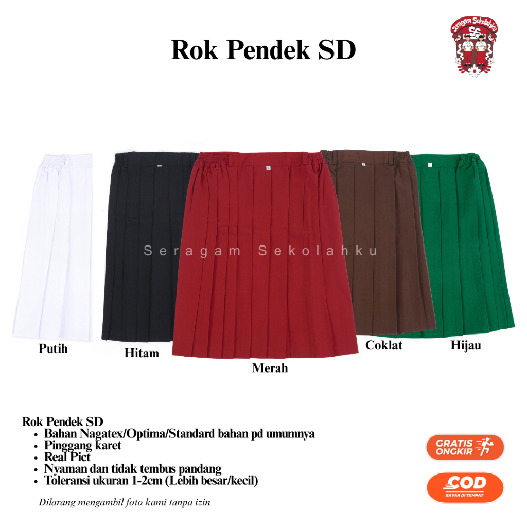 Jual ROK PENDEK Sekolah SD Rok Rempel Perempuan Seragam Sekolah SD MI ...