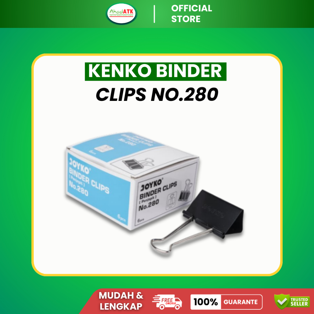 Jual Binder Clip Joyko No. 280 Penjepit Kertas Besar 60mm Isi 6 Pcs ...