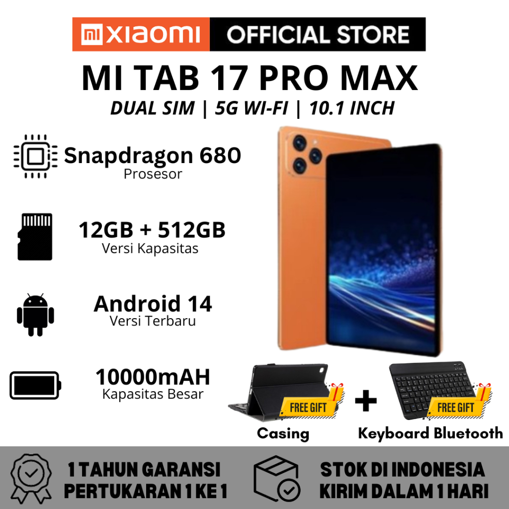 Jual Ori Xiaomi Mi Tab 17 Pro Max Tablet | Android 4G LTE | Layar Besar ...