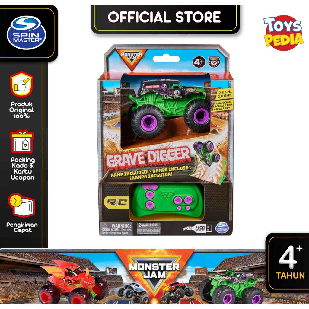 Jual Mainan Mobil Monster Jam 1:64 RC Grave Digger | Shopee Indonesia
