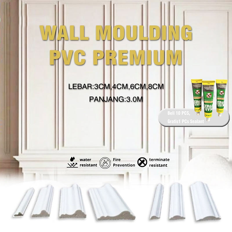 Jual Lis Plafon PVC Anti Rayap List Moulding PVC 3M Profil Kayu ...