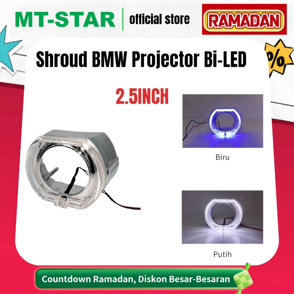 Jual MT STAR Shroud Bmw Projector Biled 2.5Inch 2,5 Ring Projie Angel ...