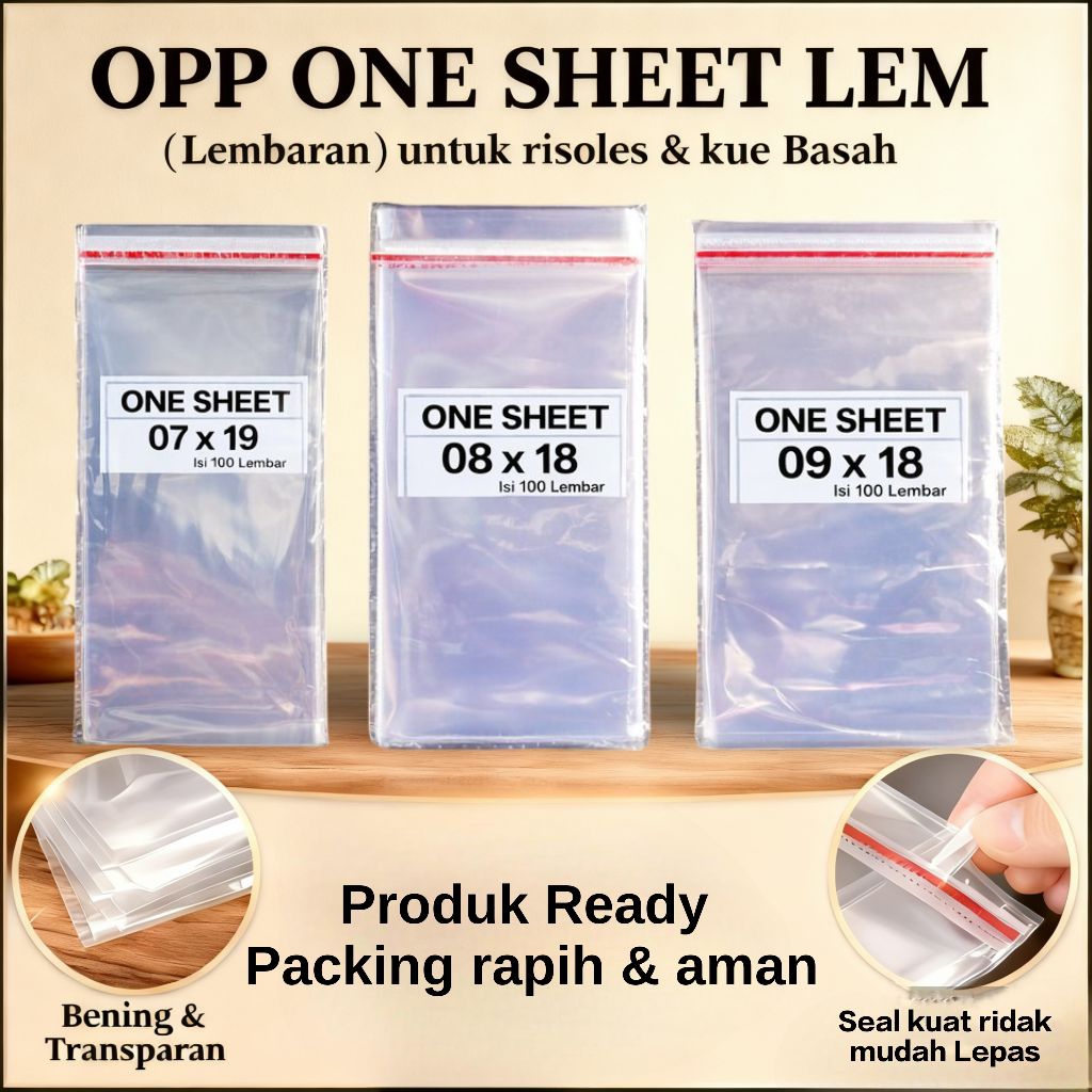 Jual Plastik Opp One Sheet Lem - 7x18, 8x18, 9x18 .Untuk Risoles & kue ...