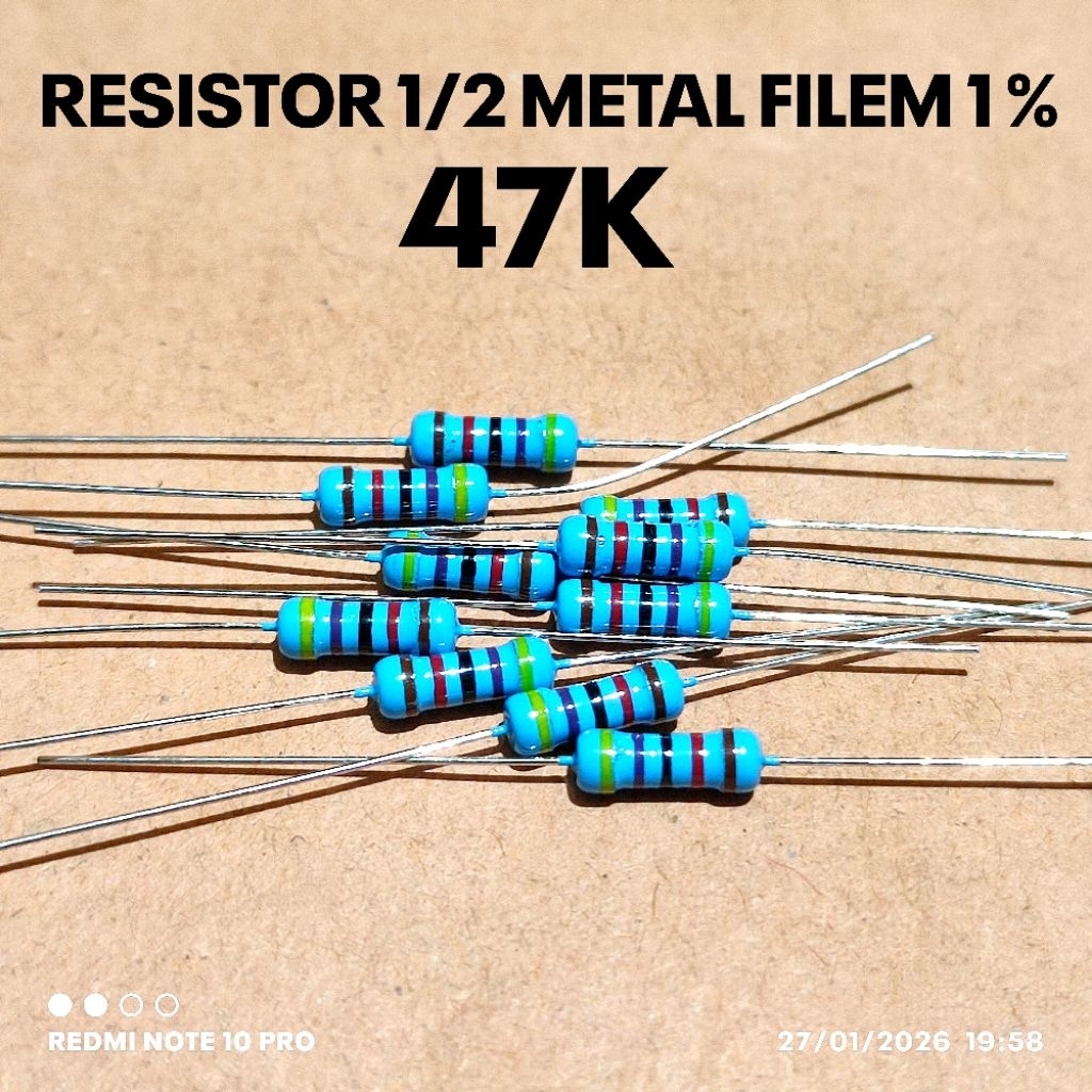 Jual (10 BUAH) RESISTOR 1/2W 1/2WATT 47K 47K KILO MF 1% ROHS | Shopee ...