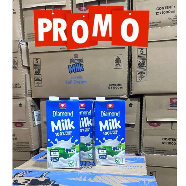 Jual susu diamond uht full cream 1 liter 1 karton 12 | Shopee Indonesia