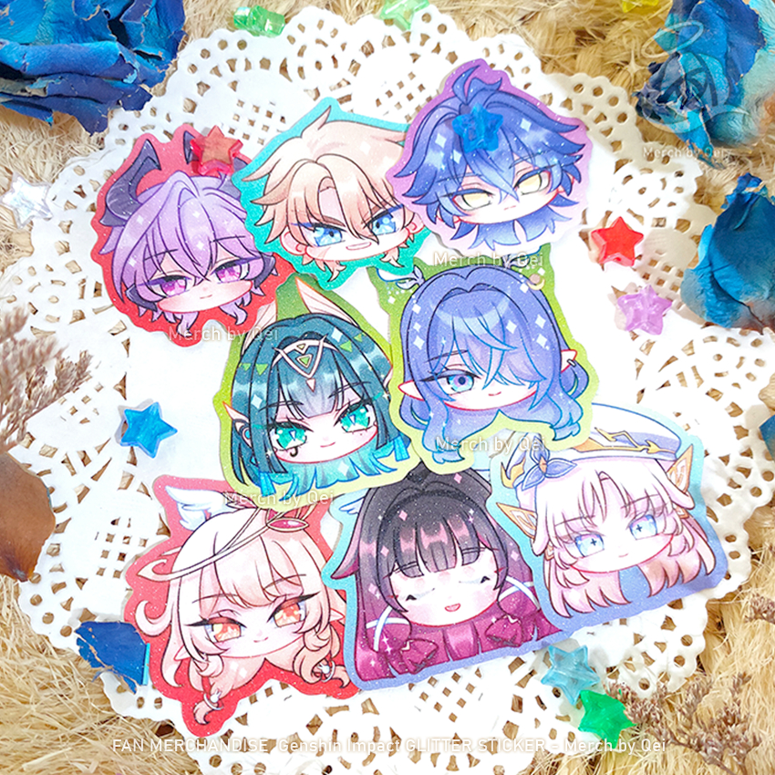 Jual [8PCS] Glitter Sticker Genshin Impact NOD KRAI - Fanart ...