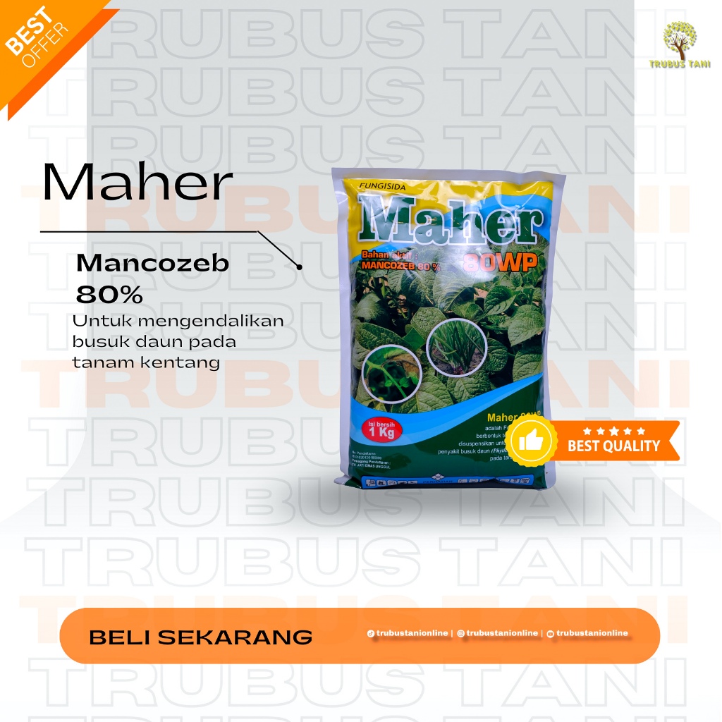 Jual Fungisida Mancozeb Kuning MAHER 80WP 1KG PANEN RAYA | Shopee Indonesia