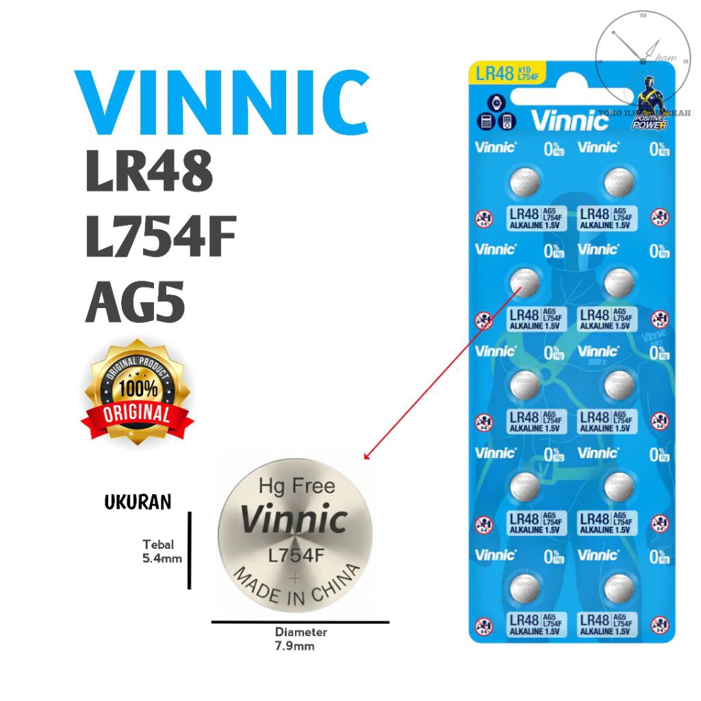 Jual Baterai Vinnic L754F LR48 AG5 Battery LR 48 Lembaran Isi 10 Butir ...