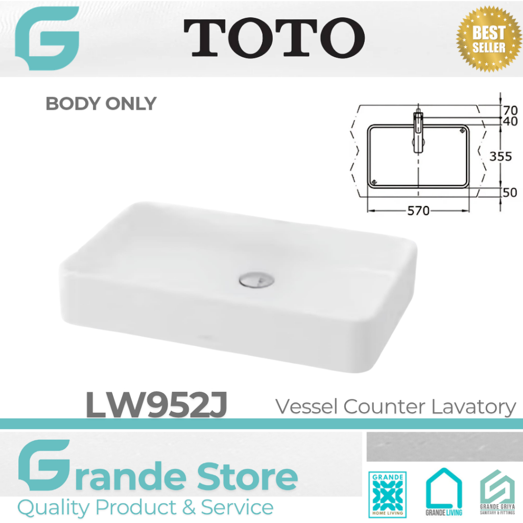 Jual TOTO Wastafel Keramik Meja LW952J Body Only | Shopee Indonesia