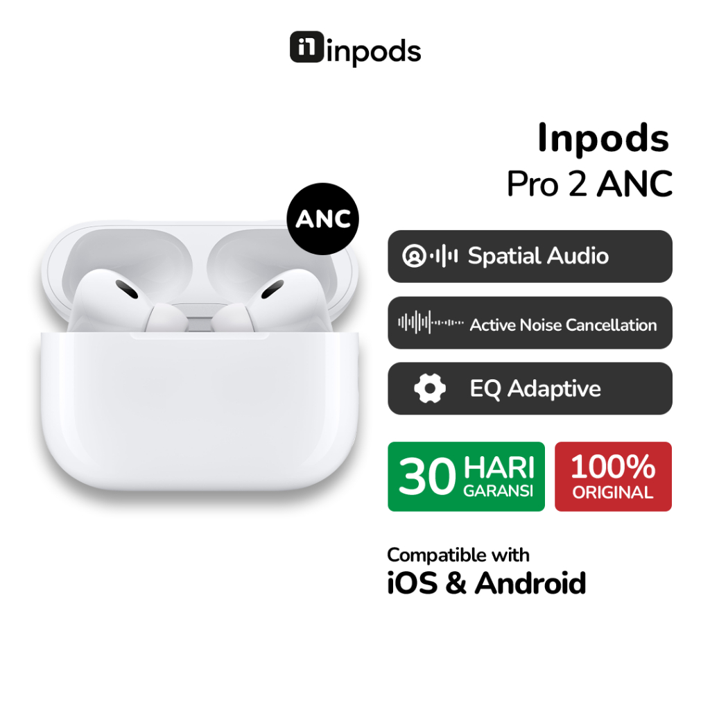 Jual [FREE CASE] InPods Pro 2 ANC 100% Wireless Earbuds H2 Chip – TWS ...