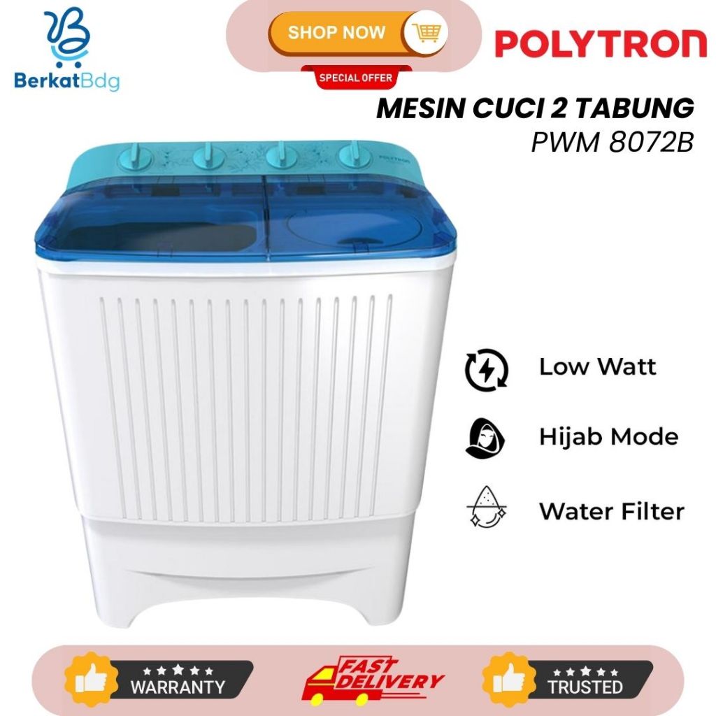 Jual MESIN CUCI 2 TABUNG POLYTRON PWM 8072 8KG | Shopee Indonesia