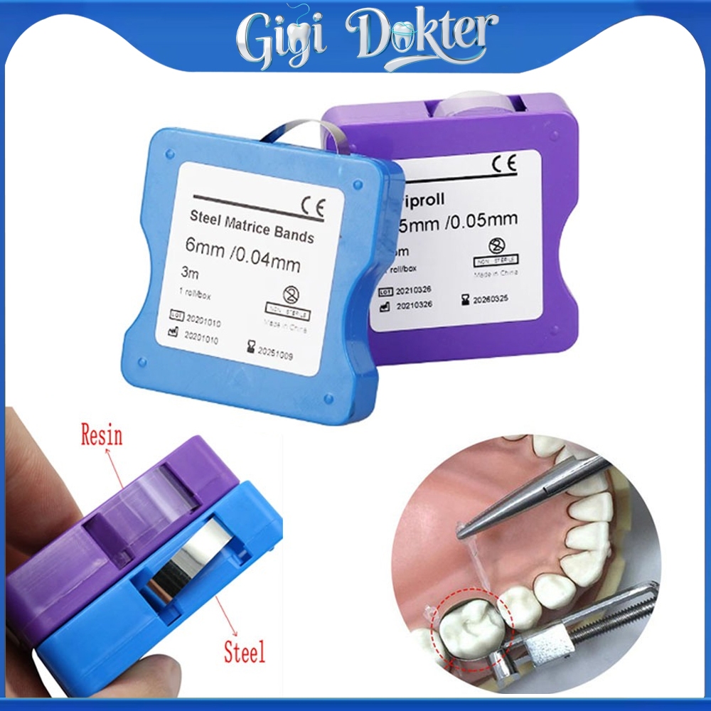 Jual dental matrix band metal roll matriks universal logam gigi steel ...