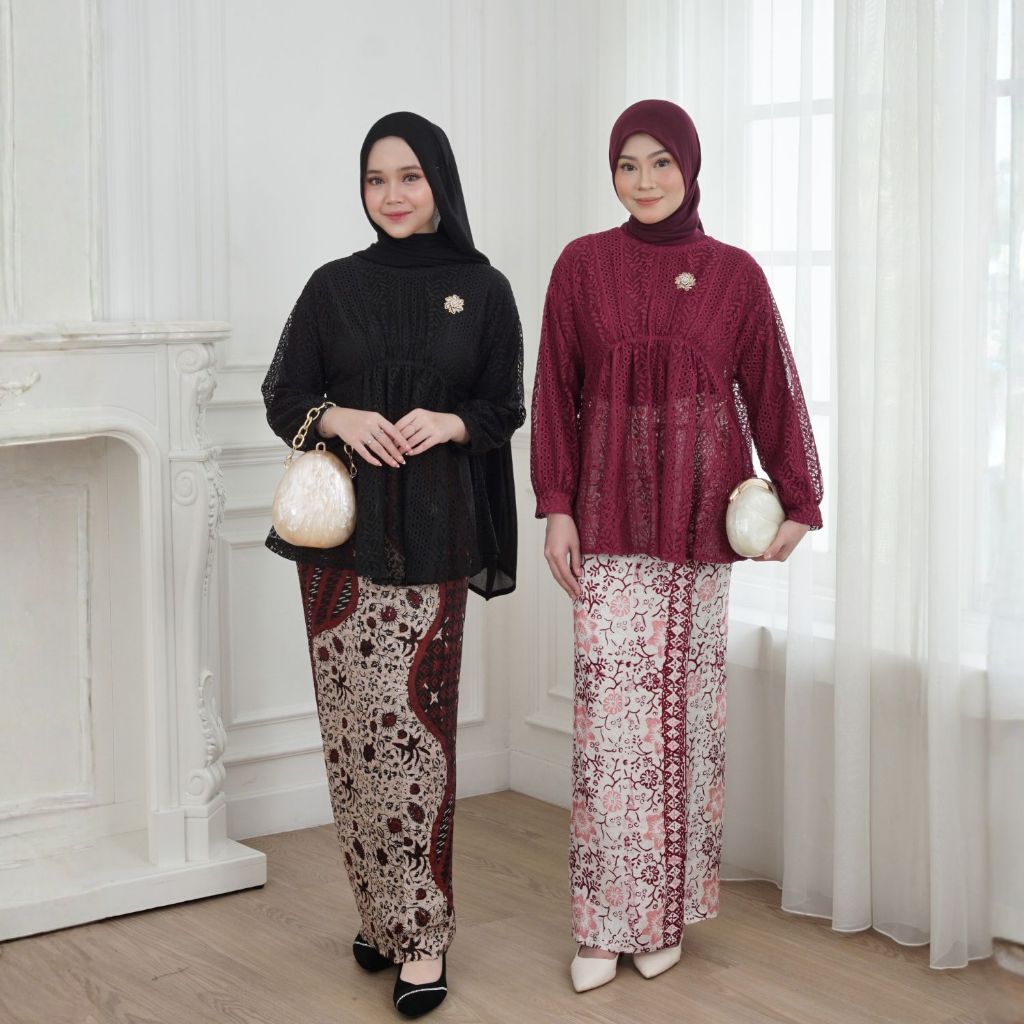 Jual KINNAS BATIK LAMIA Set Brukat Kondangan Bridesmaid Batik Modern ...