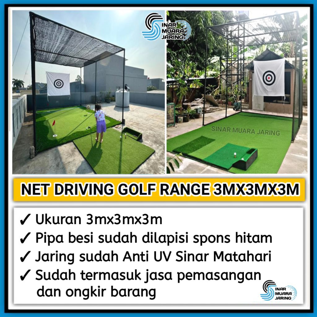 Jual Net Driving Golf Cage Pipa Besi 3mx3mx3m/Cage Driving Golf/Latihan ...