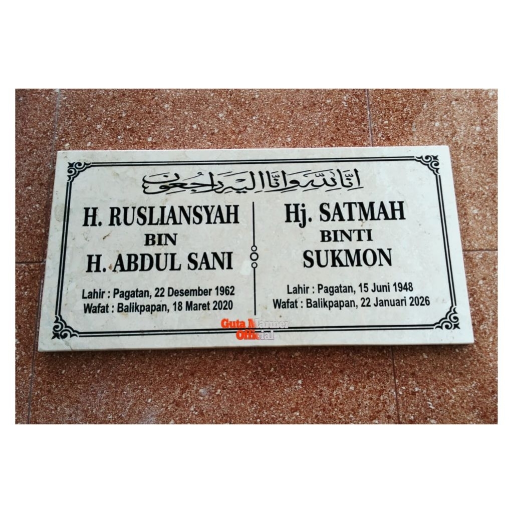Jual Lembaran Nisan Batu Marmer Putih Glosy Mengkilat + Tulisan Di ...
