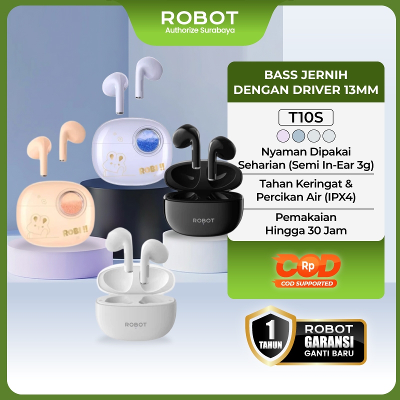 Jual ROBOT TWS Bluetooth 5.3 Semi In-Ear Earbuds | Wireless Earphone ...