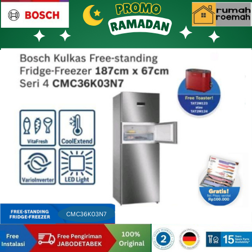 Jual Bosch CMC36K03N7 Kulkas Free-standing Fridge-Freezer 187x67cm Seri ...